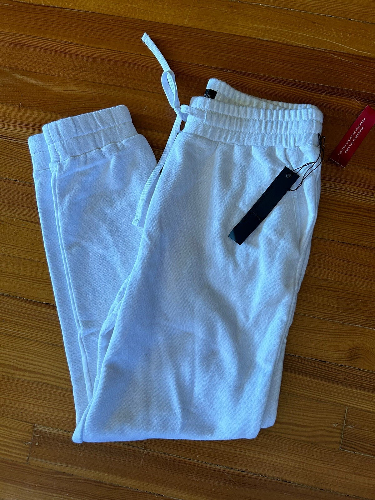 CARBON38 White Cuffed Drawstring Sweatpants Lounge White Small NWT ...
