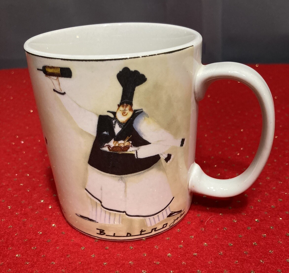 A Mug Bistro Chef 11 With a Wine Bottle and a Plate of Food By Jennifer ...