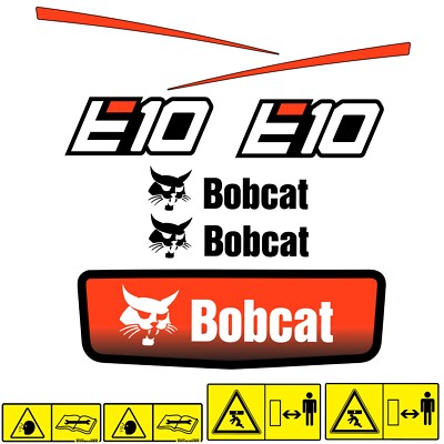 FITS E10 BOBCAT EXCAVATOR REPLACEMENT DECALS - OUTDOOR DURABLE VINYL ...