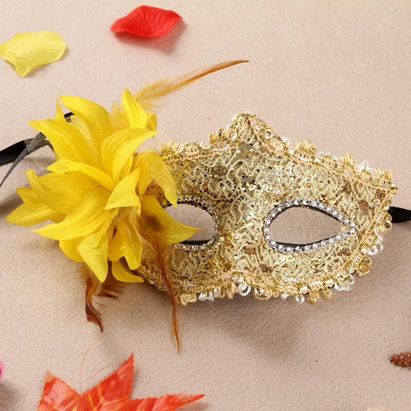 Glitter Masquerade Feather Venetian Mask Fancy Dress Party Theme Ball ...