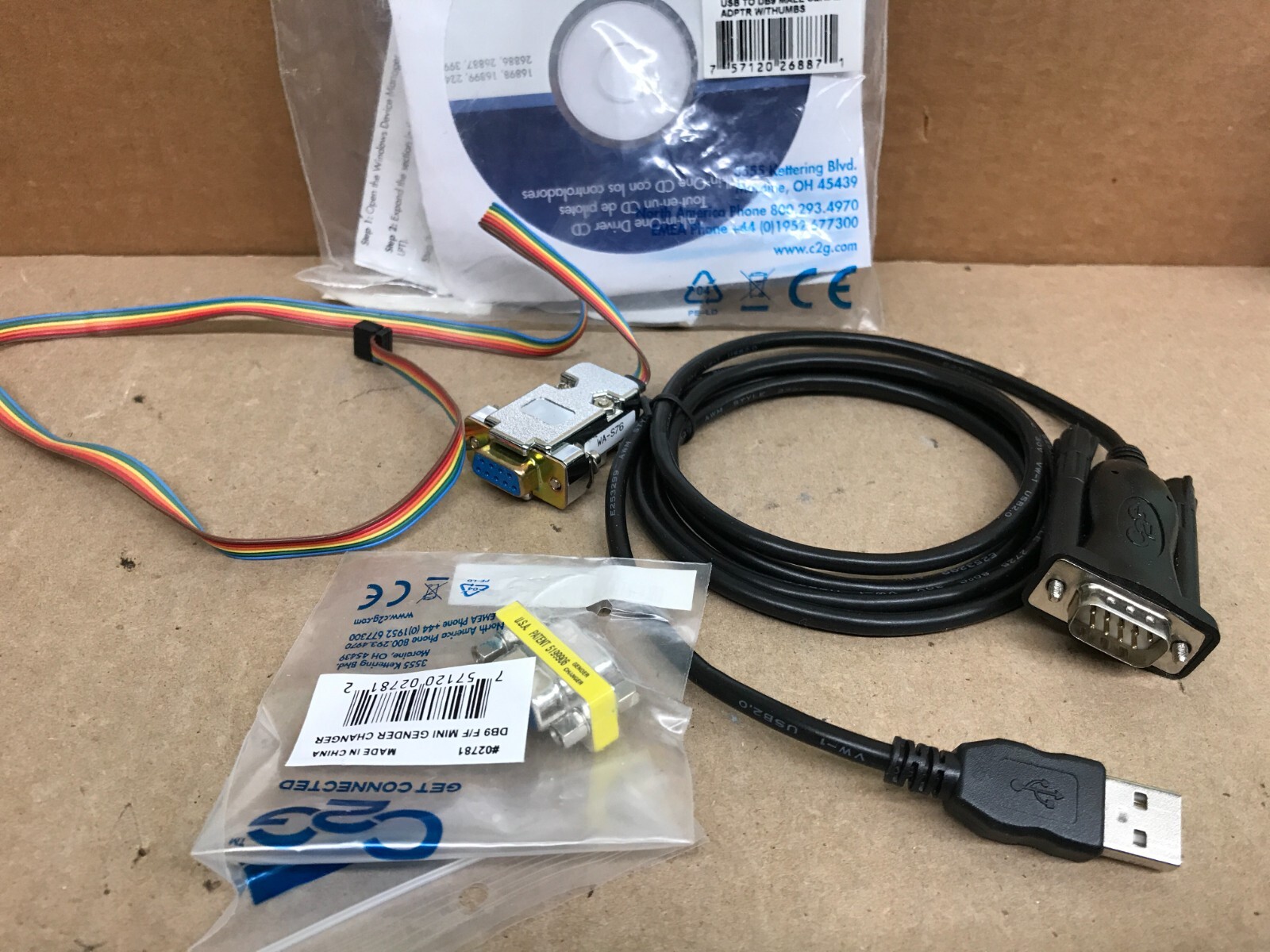 NEW C2G POS USB to DB9 Male Serial RS232 Adapter (5 Feet, 1.52 Meters ...