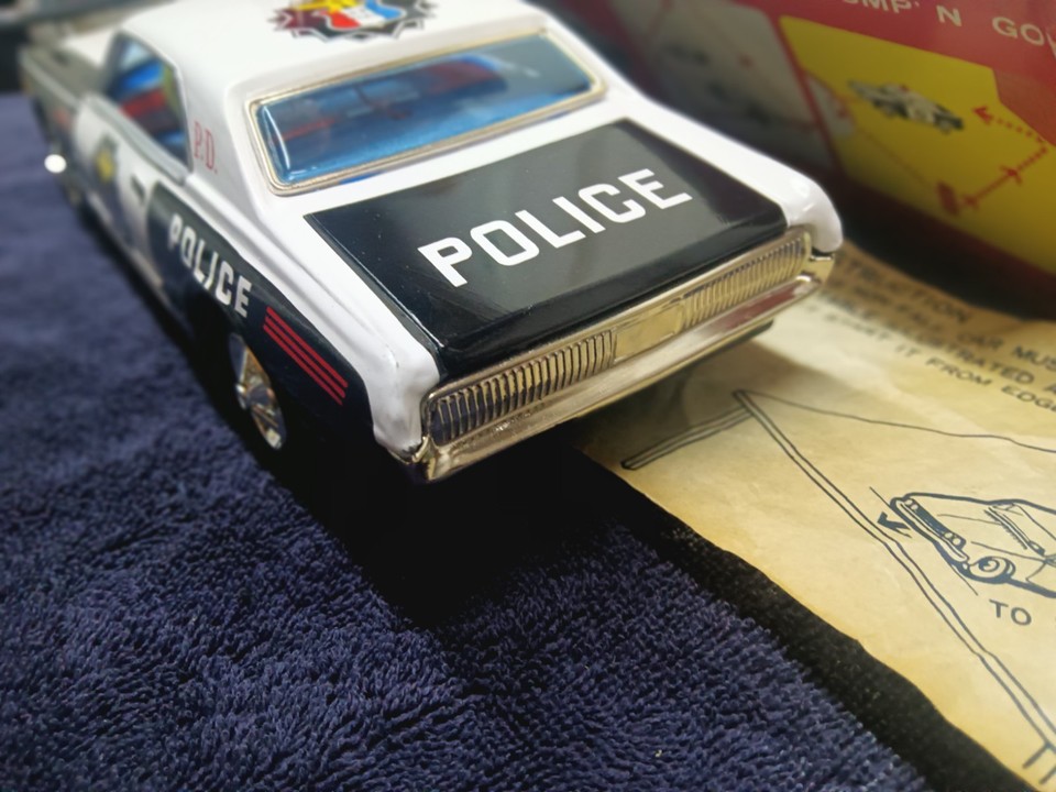 Vintage Cougar Police Car Battery Operated w/box | eBay