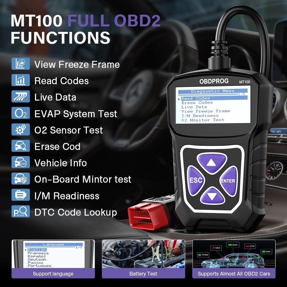OBDPROG MT100+MT401 OBD2 Tool - Engine, Clutch, Mileage Calibration ...