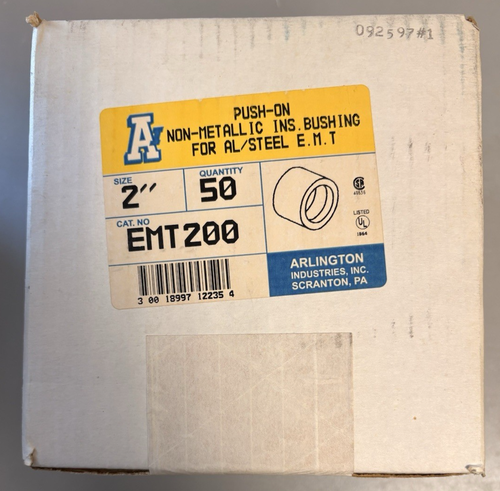Arlington EMT200, 2", White Plastic, Push-On EMT Conduit Bushing, Box ...