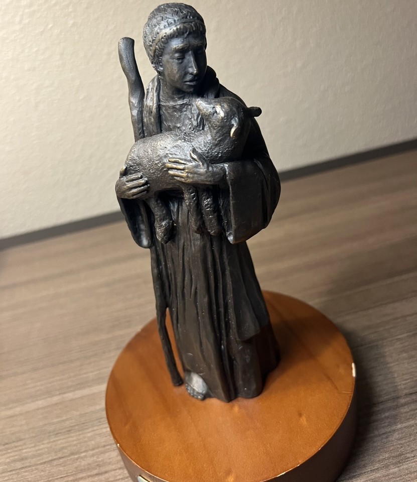 Safe In The Shepherd's Arms Statue Proverb 27:23 Bronze Metal Heavy ...