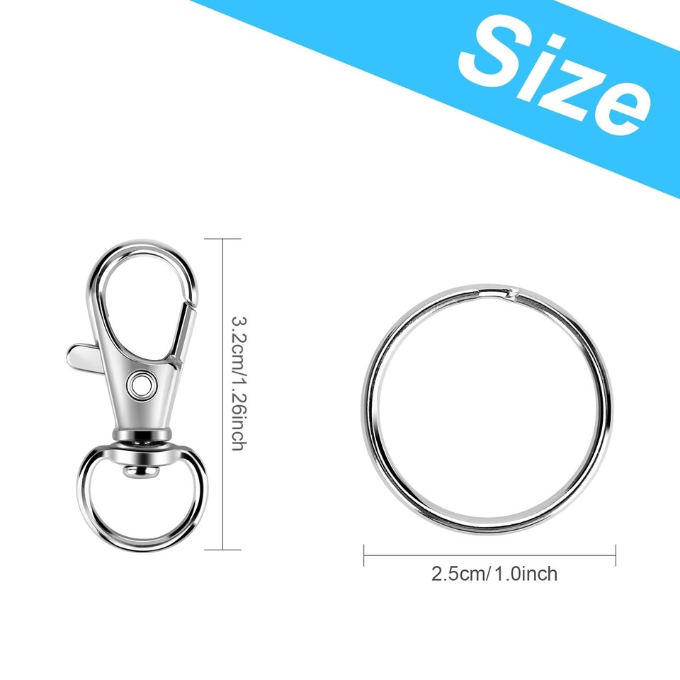 50PCS Metal Lobster Claw Clasp with Key Rings, 25PCS Keychains Clips ...