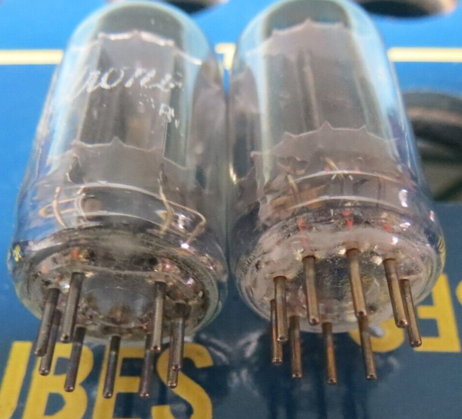 2X Good Used match early GE 12AX7 ECC83 Tube Long Black Plate Tested ...