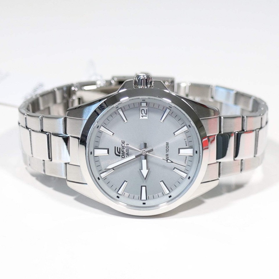 Casio Edifice Silver Dial Men's Sports Stainless Steel Watch EFV-100D ...