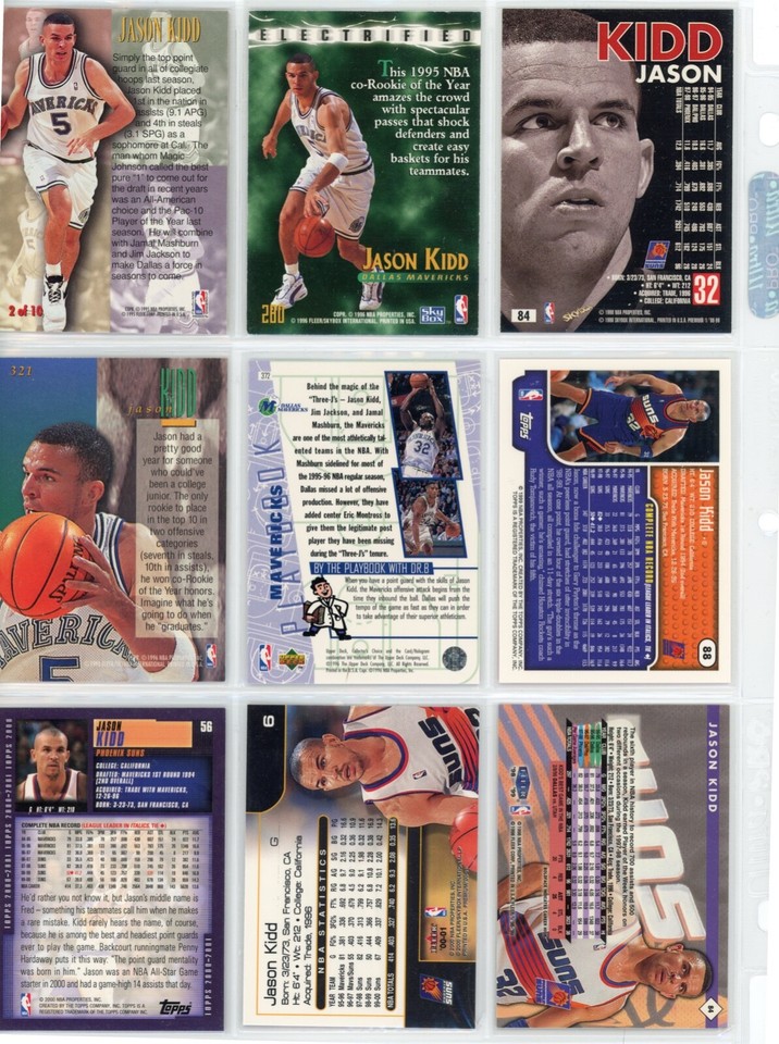 Jason Kidd, Phoenix Suns, Dallas Mavericks, HOF, 9 Cards, Ungraded ...