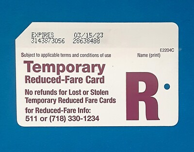 metrocard Temporary Reduced-Fare Card | eBay