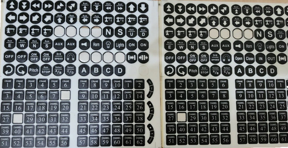 Magnetek Radio Remote Control Transmitter Push Button Decal Label Sheet ...