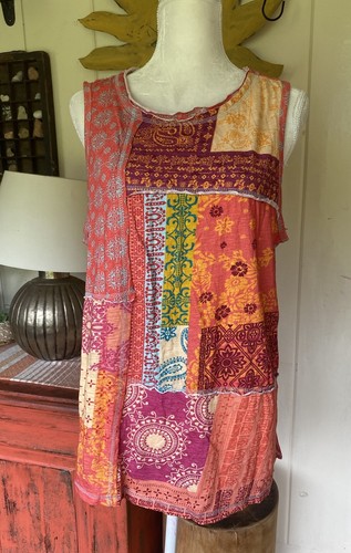 NWOT Sundance Catalog Colorful Patchwork Tank Top Tunic Size L Bright ...