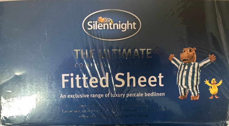 Silentnight Ultimate Comfort Percale Fitted Sheet Double 180 Count ...