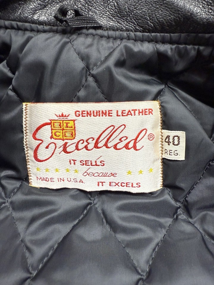 Vintage 60s 70s Excelled Leather Motorcycle Jacket Mens Black Size 40 ...