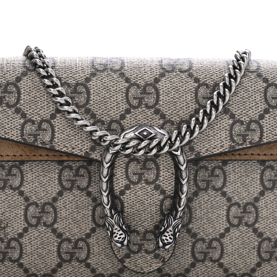 Pre-Owned Gucci GG Supreme Monogram Super Mini Dionysus Shoulder Bag Taupe | eBay