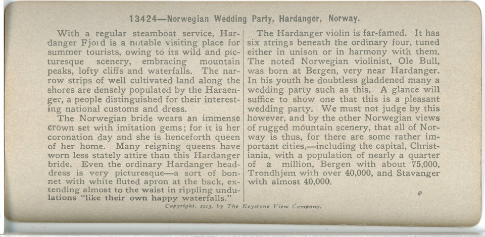 NORWAY, Norwegian Wedding Party, Hardanger--Keystone Stereoview R49 | eBay