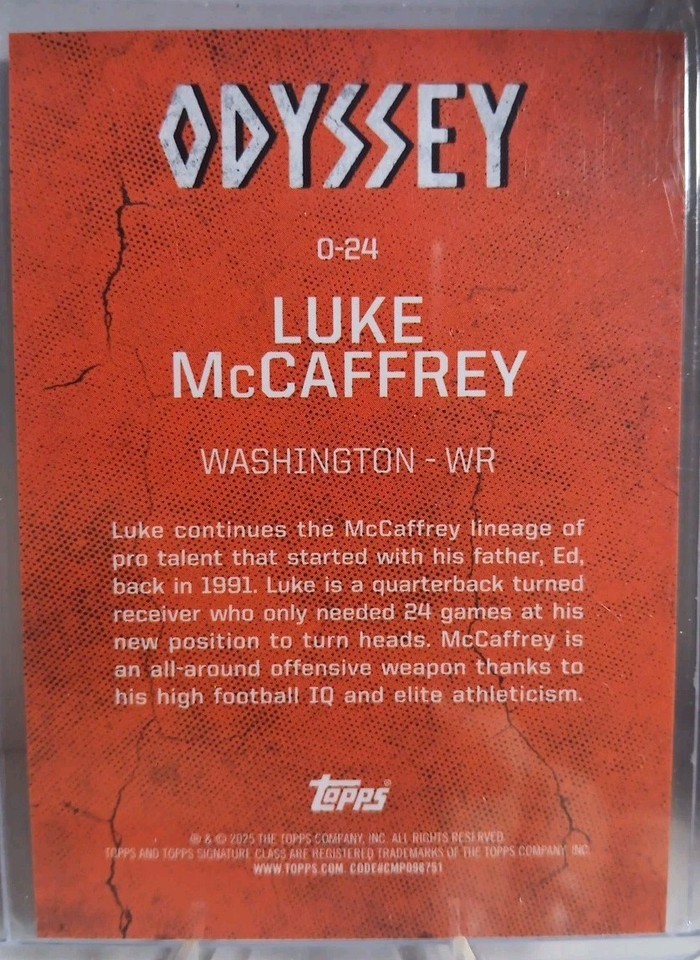 2024 Topps Signature Class Football Luke Mccaffrey Odyssey SSP Case Hit ...