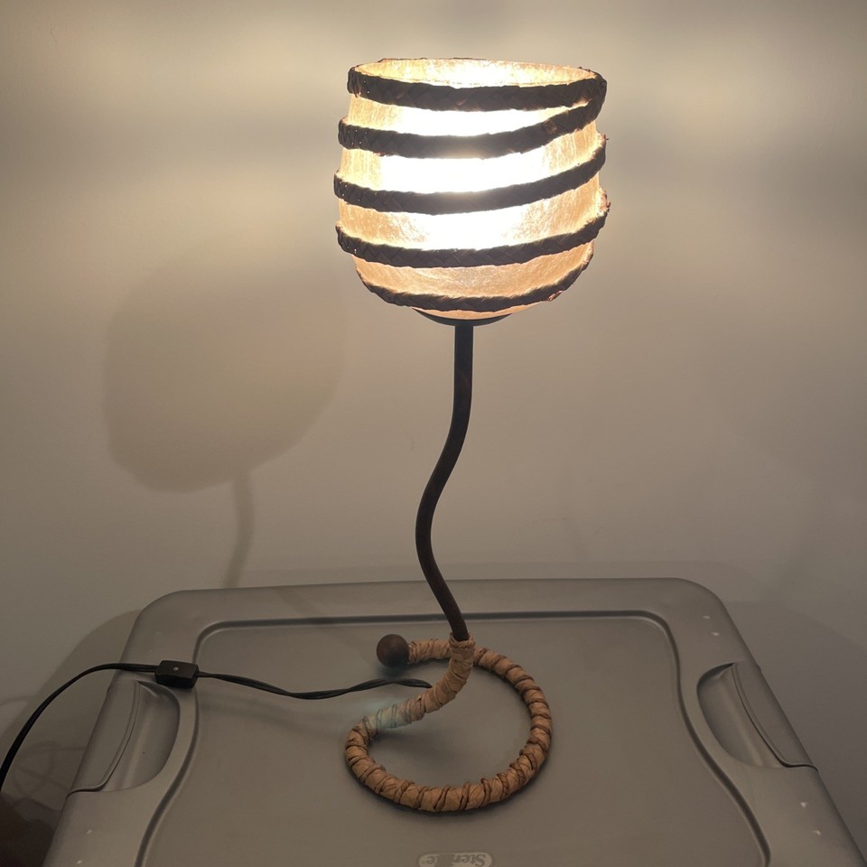 Vintage Tarogo Table Lamp Japanese Design 21 1/4" Tall Fiberglass Shade ...