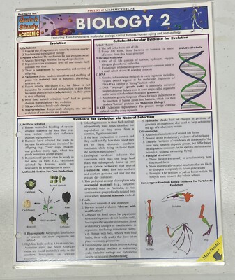 Biology 2 Quick Study laminated Academic Outline BarCharts ...
