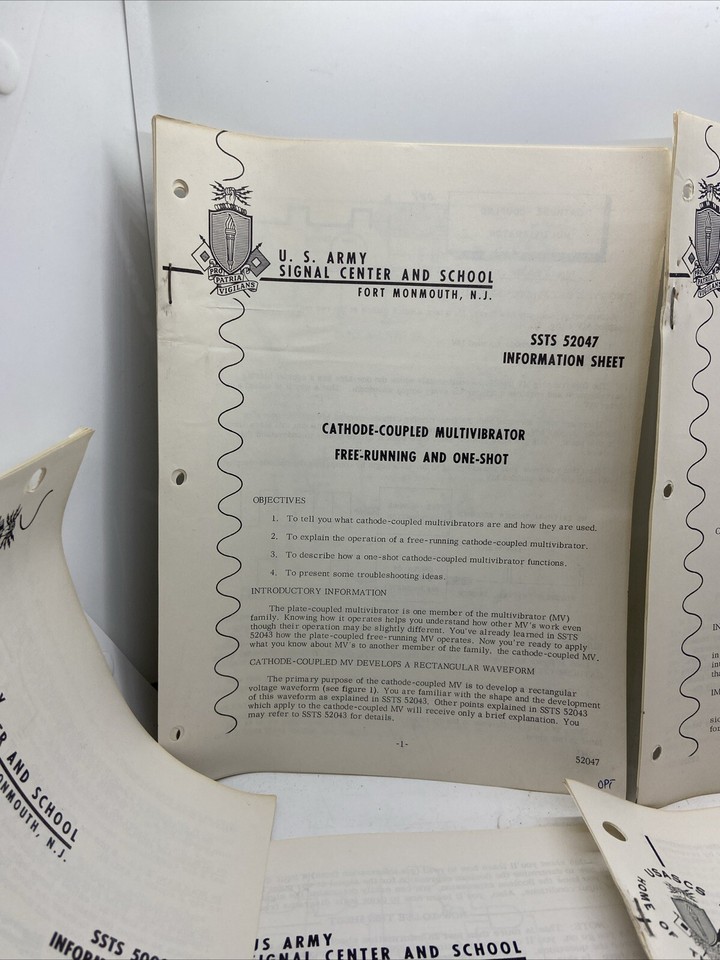 6 PAMPHLETS UNITED STATES ARMY SIGNAL SCHOOL FORT MONMOUTH NJ ...