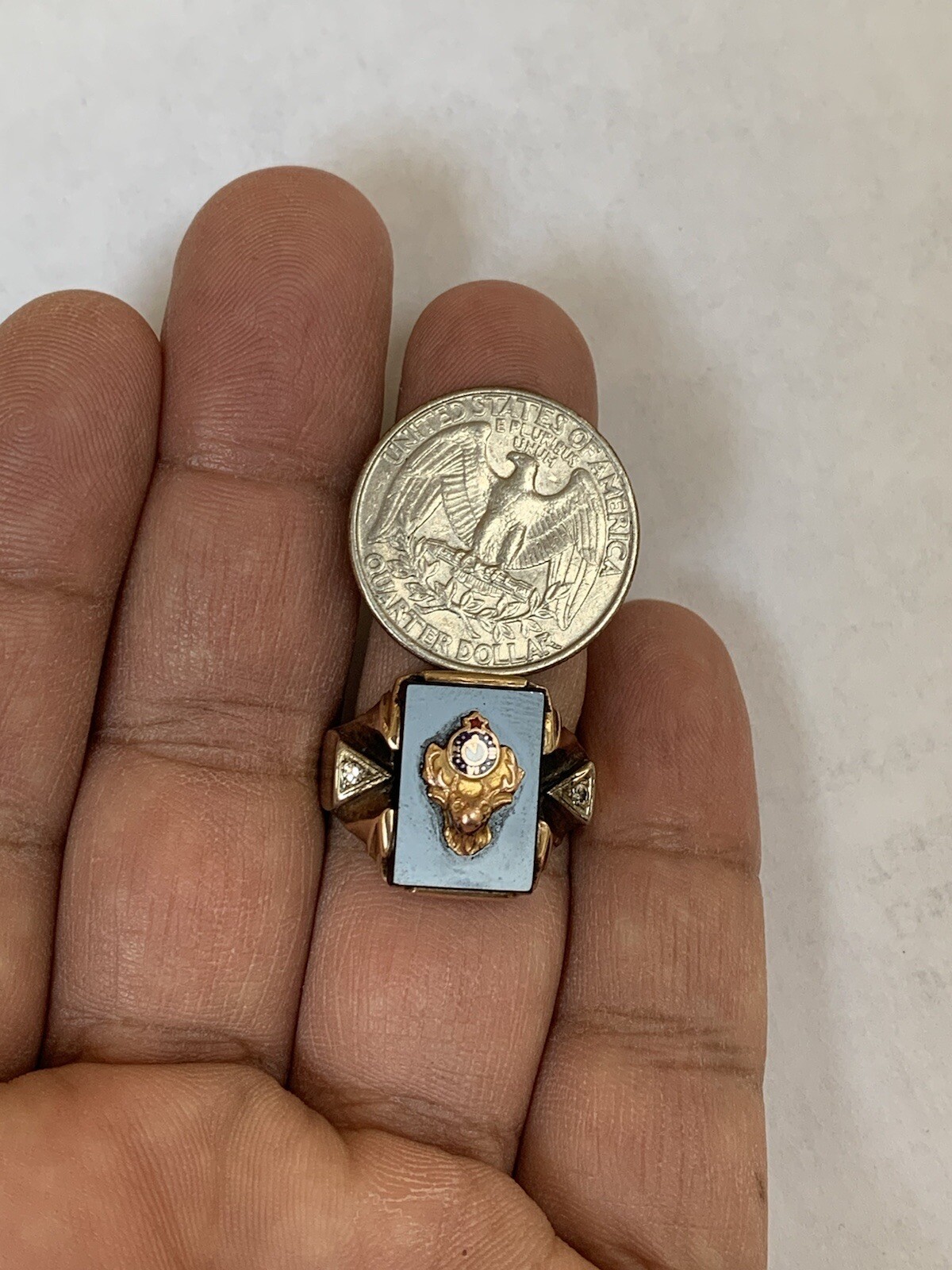 10k Yellow Gold BPOE Ring ELKS Ring , Vintage Black Onyx Ring With ...