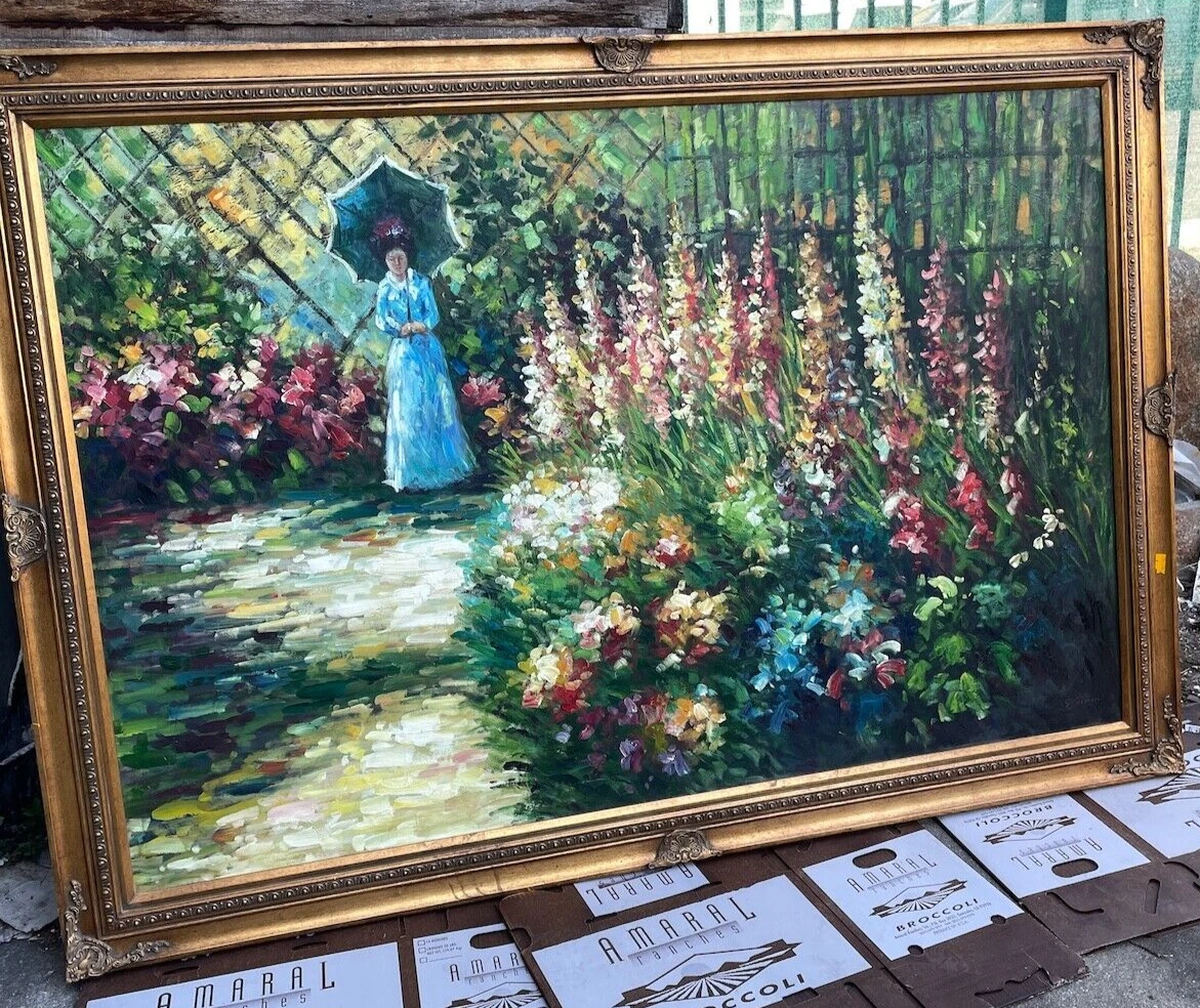 Girl In Flower Garden Painting