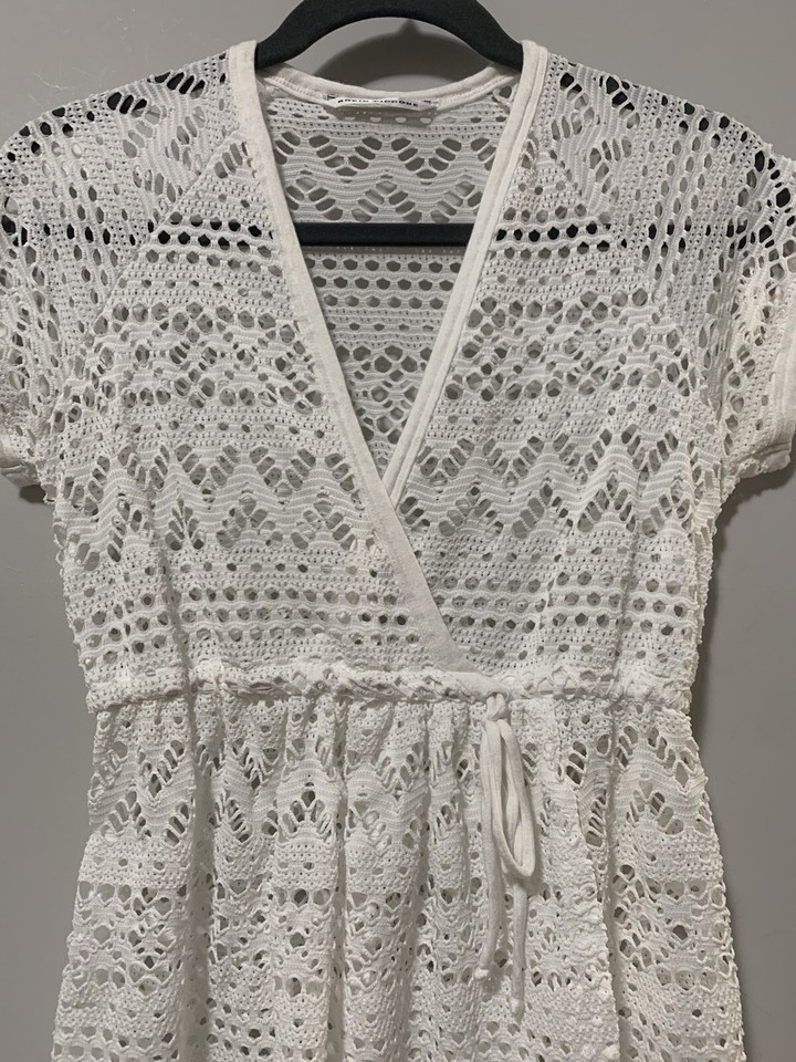 Robin Piccone Women Medium White Swimsuit Cover Up Boho Hippi Crochet ...