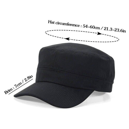 Black Unisex Cotton Basic Cadet Army Cap Everyday Military Style Hat | eBay