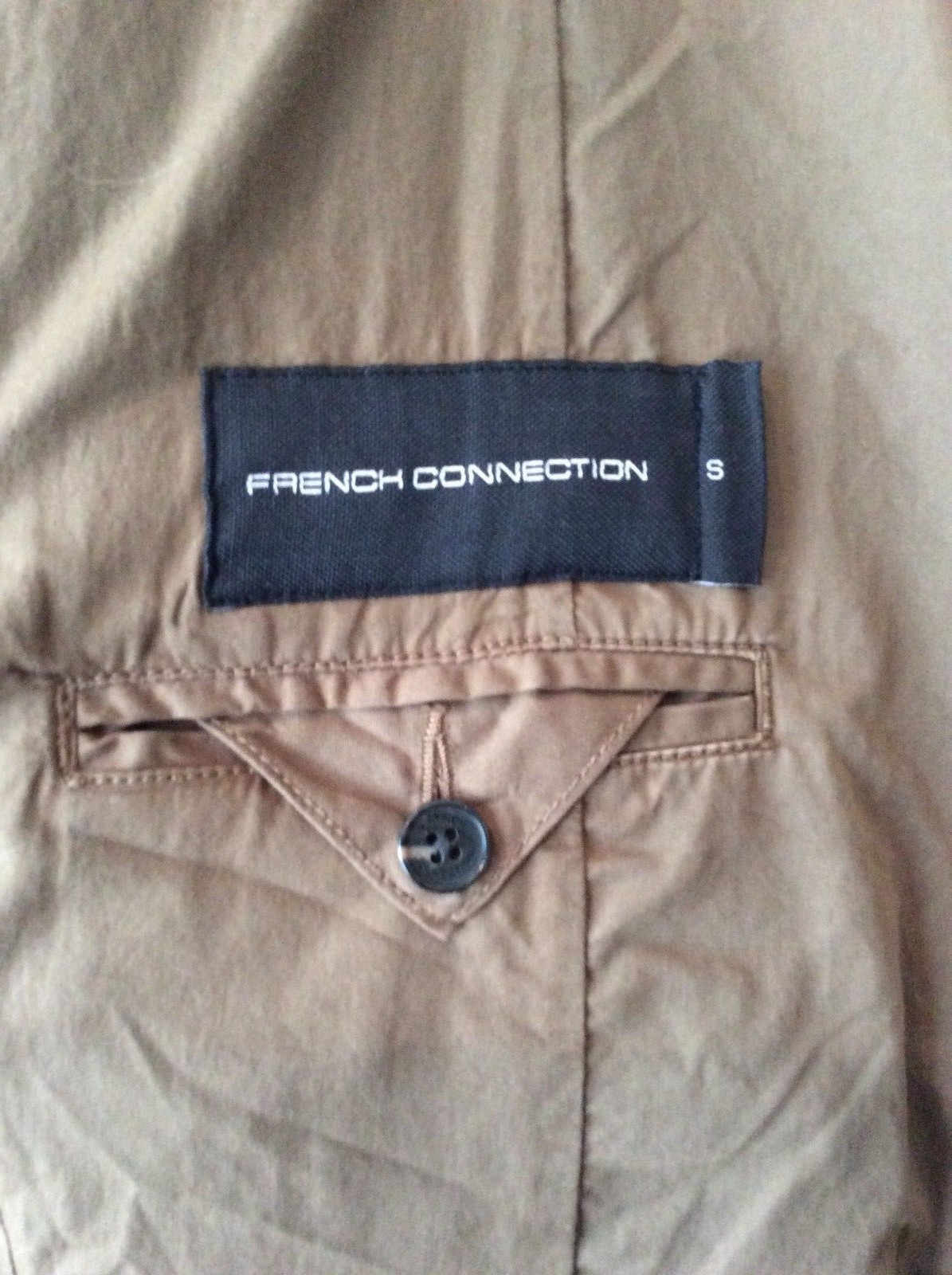 French Connection ~ brown cotton utility/ chore summer weight unlined ...