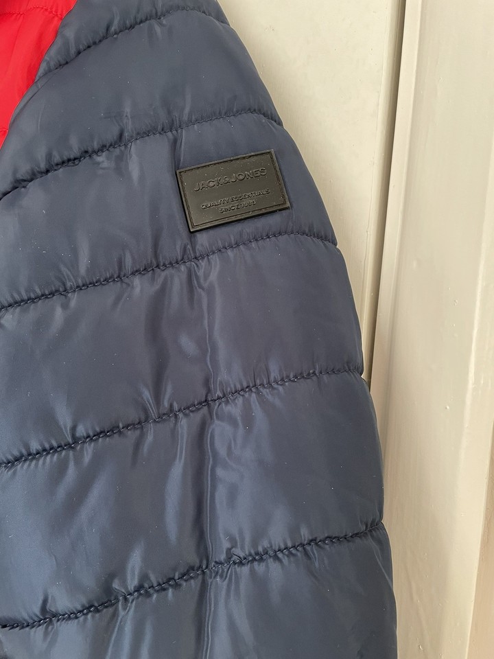 Jack & Jones Hooded Puffer Jacket 12-13 Years 164 cm Navy Red White ...