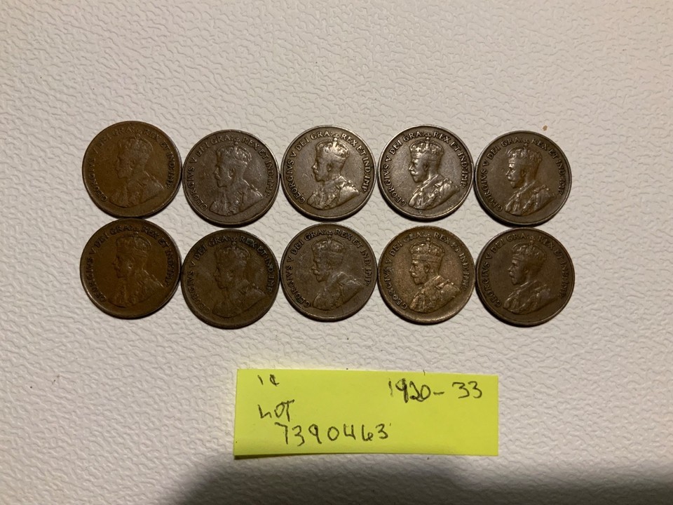 1920 Canada 1 Cent, 1920 - 1933 / 1c One Cent / 10 King George V Small ...