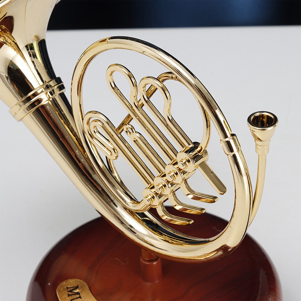 French Horn Music Box Classical Wind Up Musicbox Twirling Music Box ...