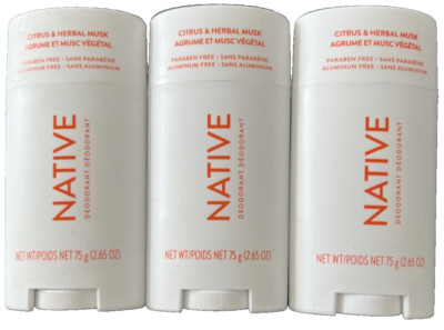 3 PACK Native Deodorant Citrus & Herbal Musk Aluminum Free 2.65 oz each ...