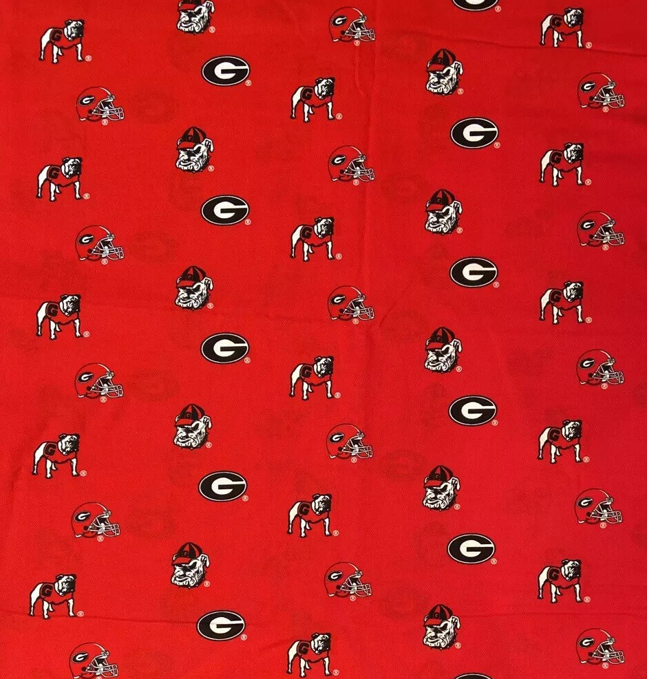UGA Georgia Bulldogs Red Cotton Fabric - 9” x 42” or 18” x 21” FQ | eBay