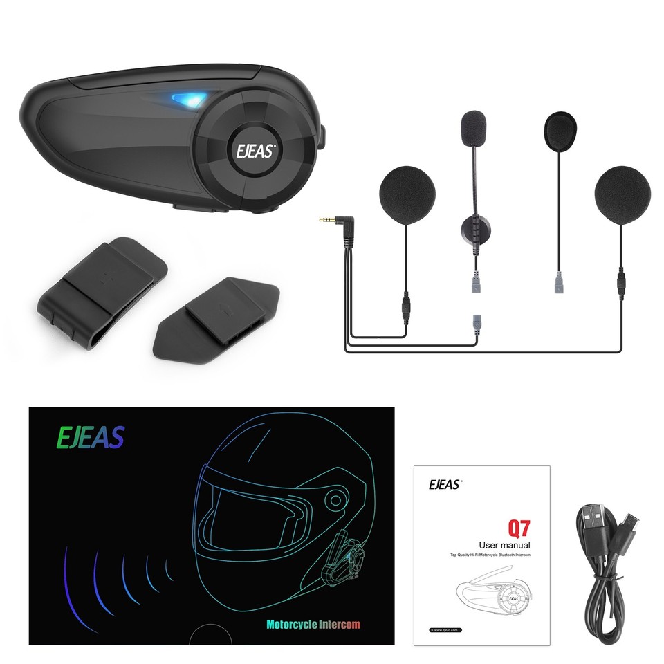 EJEAS Q2 Q7 Q8 Motorcycle Helmet Intercom Bluetooth Wireless Group ...