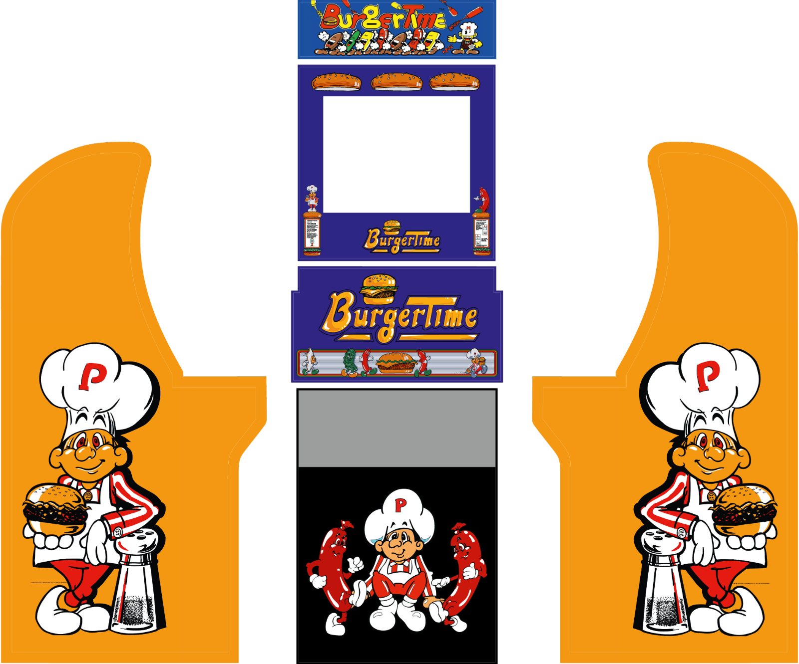 Arcade 1UP Cabinet graphics / artwork full cabinet - Burger Time | eBay