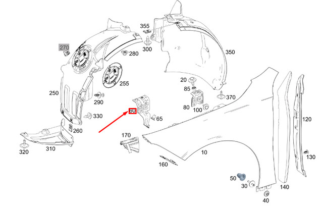 MERCEDES-BENZ A W177 FRONT RIGHT FENDER FRONT BRACKET A1778802000 ...