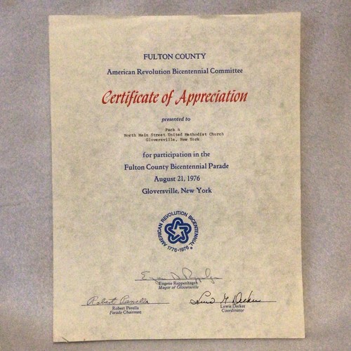 Vint BSA Aug 21, 1976 FC Amer Rev Bicentennial Parade Cert Of ...
