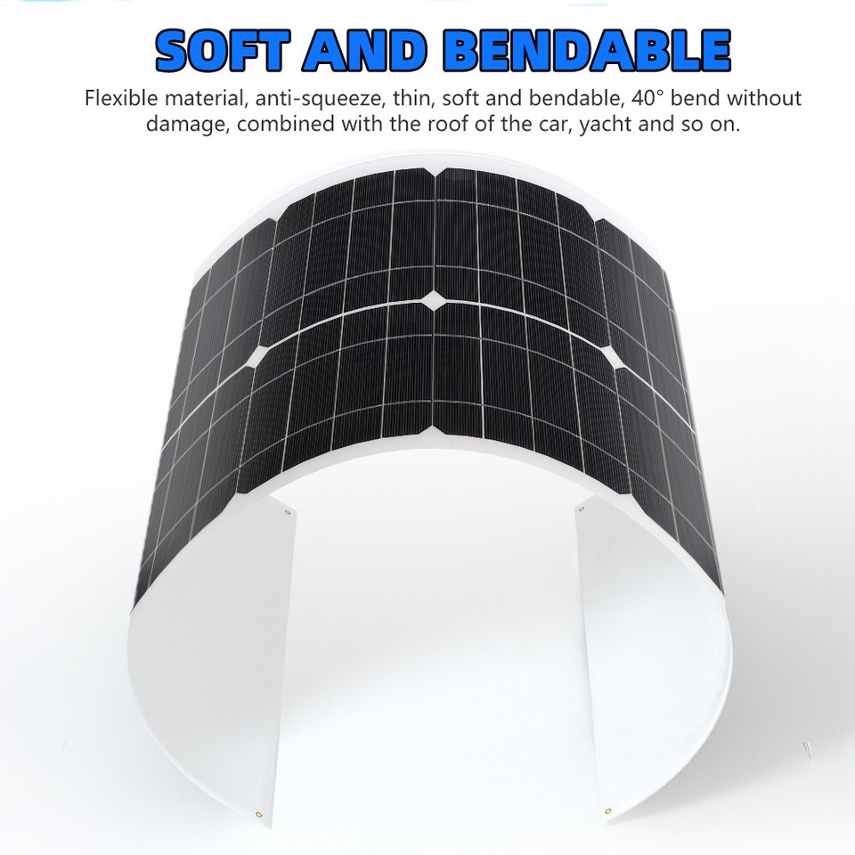 100W Watt Flexible Solar Panel 12V Mono RV Rooftop Off-Grid Power ...