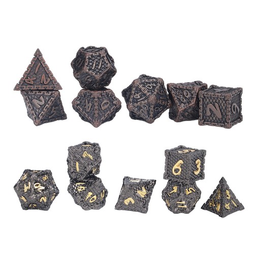 7Pcs Polyhedral Metal Dice Set RPG Dice With Storage Box Role Playing ...