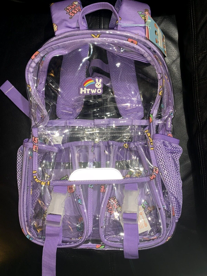 HTWO Clear Backpack Clear Book Bag Stadium Approved NEW PURPLE | eBay