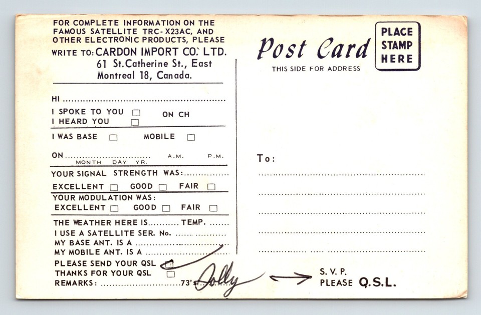 Vintage Ham Radio Amateur QSL QSO Postcard XM52-1811/5515 Montreal ...