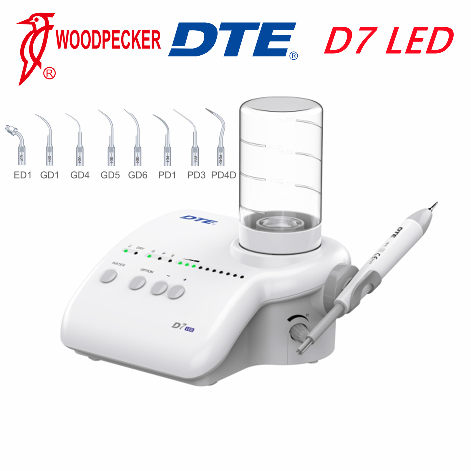 Woodpecker DTE D7 LED Dental Ultrasonic Piezo Scaler HD-7L Handpiece ...