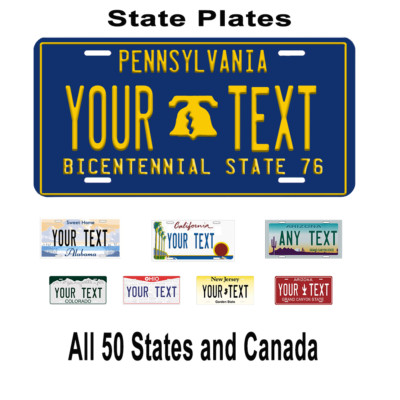 Custom State License Plate Personalized With Your Text Car Novelty ...