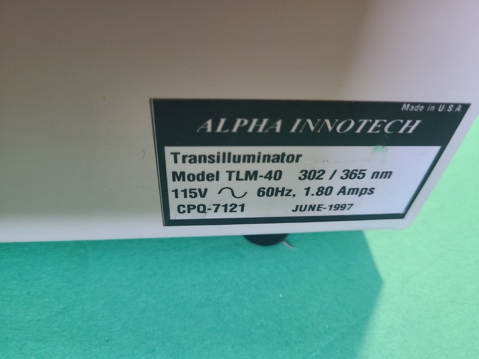 Alpha Innotech Trasilluminator TLM-40 302/365nM | eBay