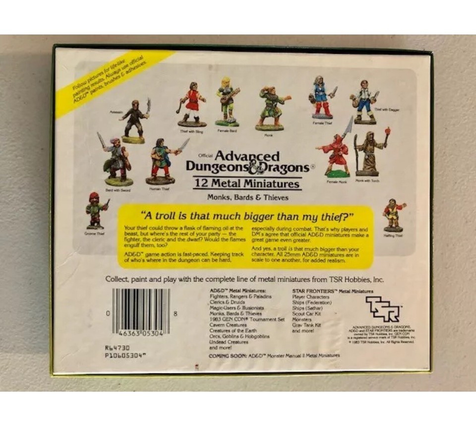 TSR Advanced Dungeons & Dragons Miniatures - monks, Bards And Thieves ...