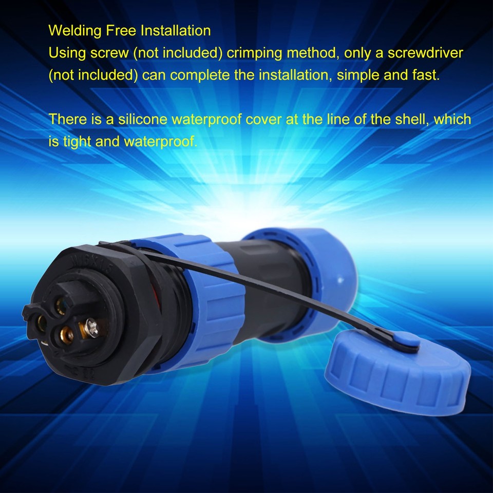 _IP68 Waterproof Aviation Plug Socket Set LP16 3Pin Weld Free Back Nut ...