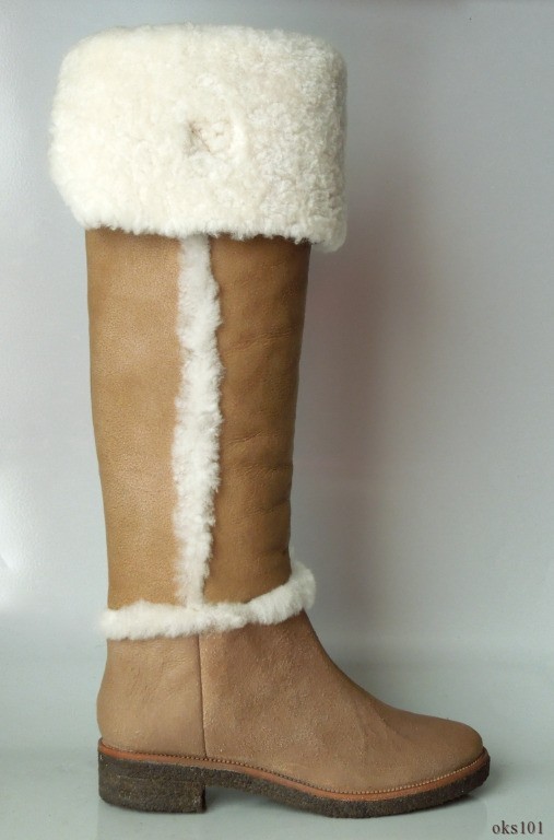 Diane von Furstenberg tan beige ALL shearling OTK TALL boots 'Adele ...
