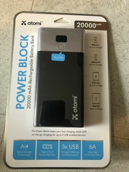 Atomi AT1071 Power Block 20000 mAh Rechargeable Battery Bank for sale ...