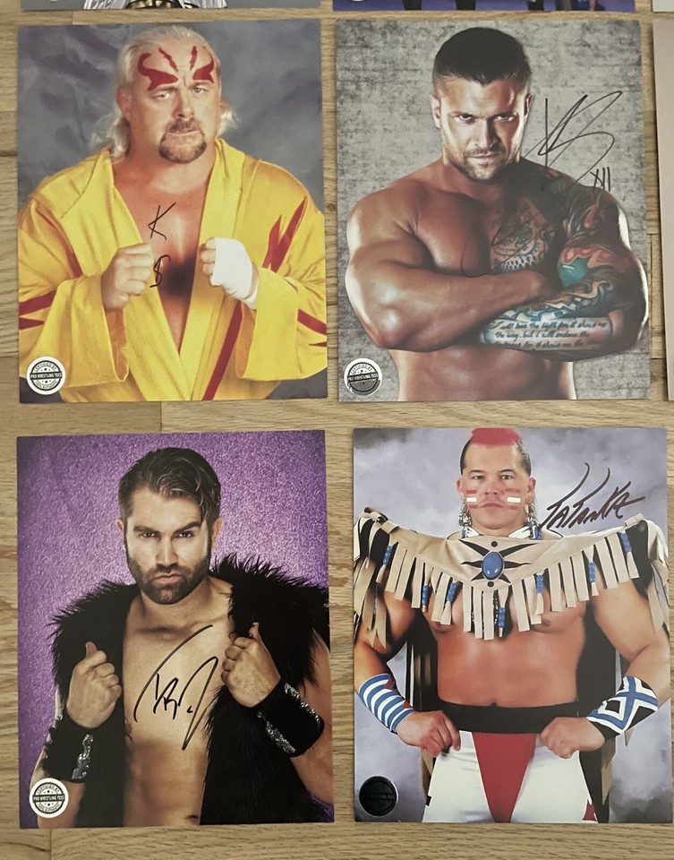 Lot Of 15 Autographed 8x10 Wrestling Pics AEW WWE ECW Pro Wrestling ...